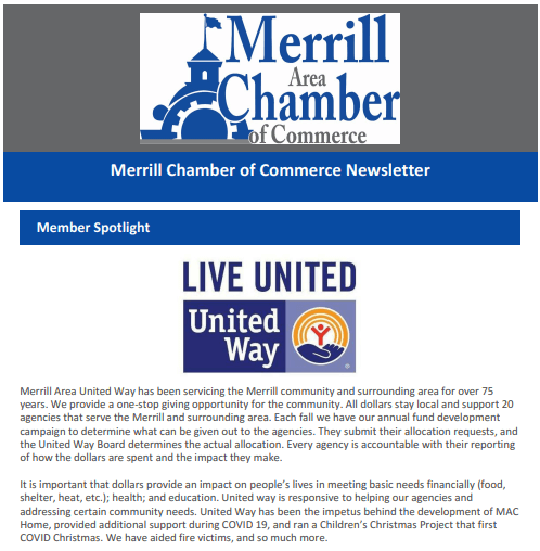 Monthly Newsletters - Merrill Area Chamber of Commerce